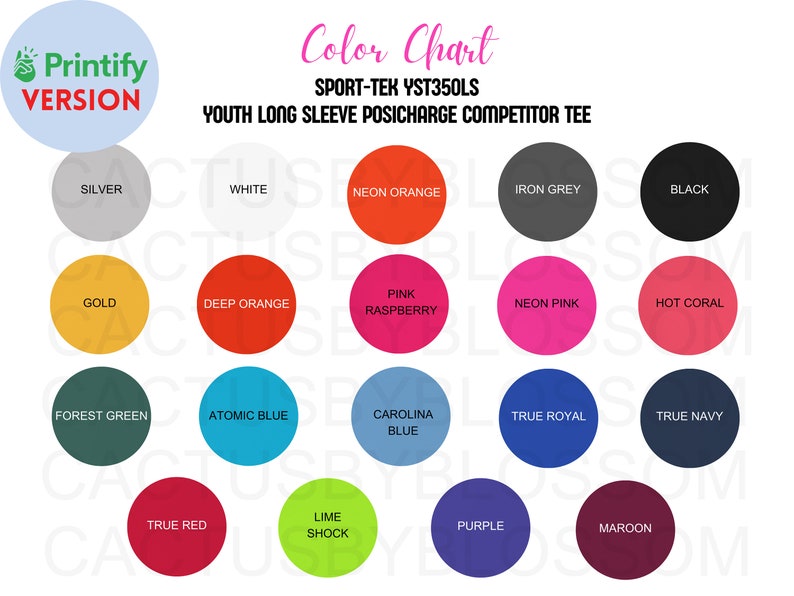 BUNDLE Size Chart Color Chart Sport-tek YST350LS Mockup Youth Long ...