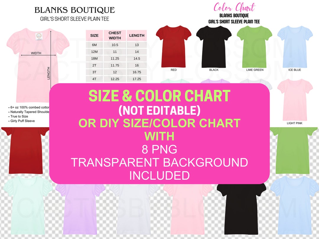 BUNDLE Size Chart Color Chart DIY Chart Blanks Boutique Mockup Etsy ...
