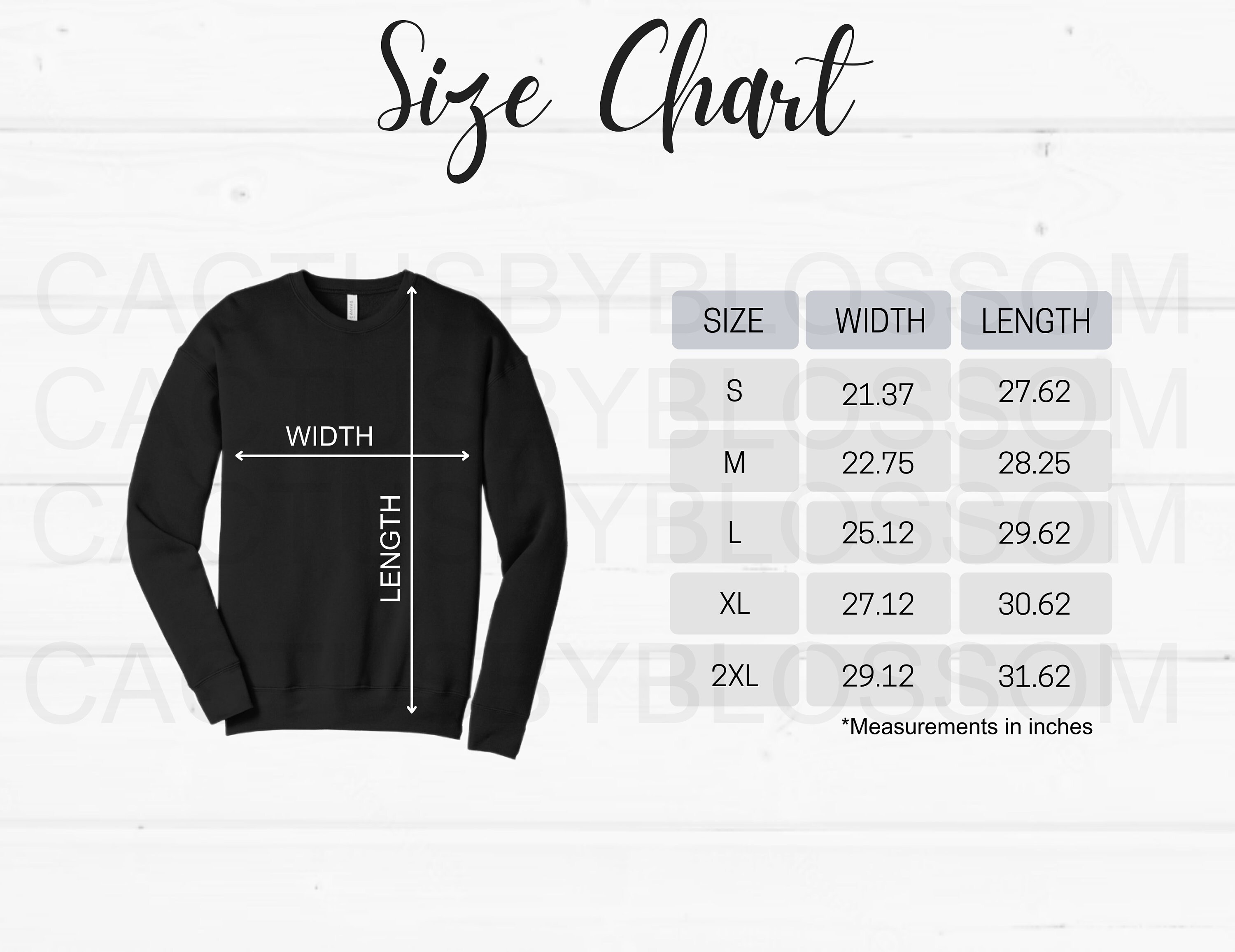 3 Size Chart Bella + Canvas 3945 Mockup Unisex Sponge Fleece Drop ...