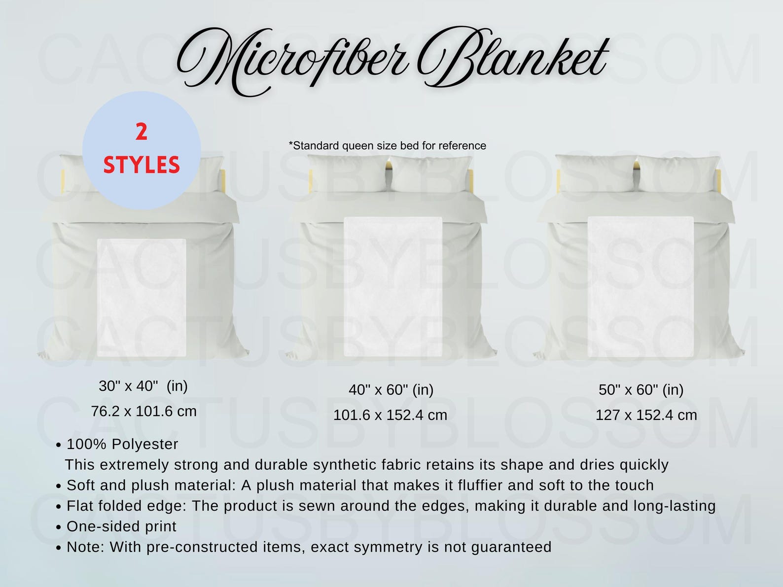 2 Size Chart Microfiber Blanket Mockup Chart Blanket Sizing Chart Etsy ...