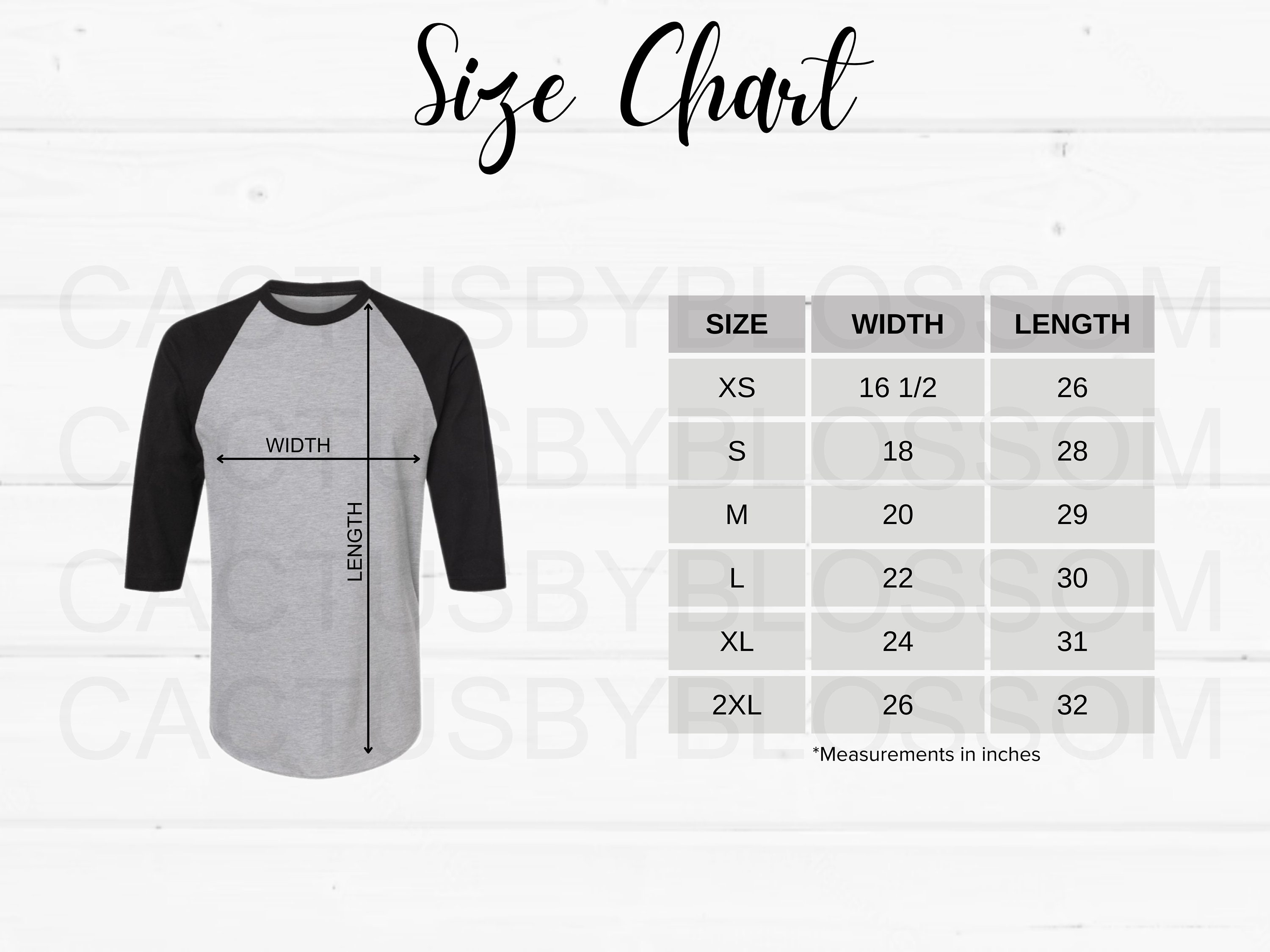 2 Size Chart Tultex 245 Mockup Listing Etsy Tool Unisex 3/4 Sleeve ...