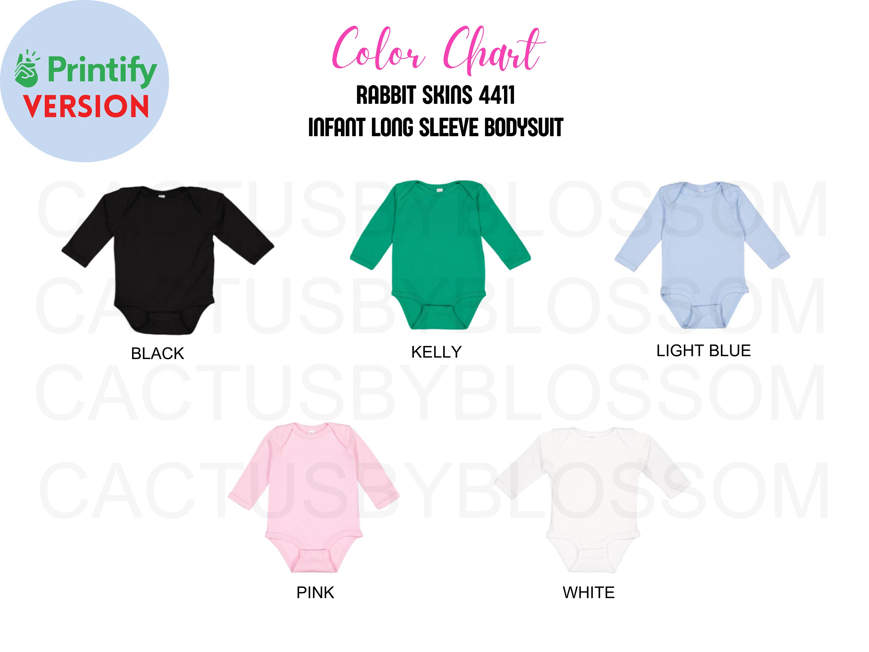 4 Color Chart Rabbit Skins 4411 Mockup Etsy Infant Bodysuit Baby Long ...