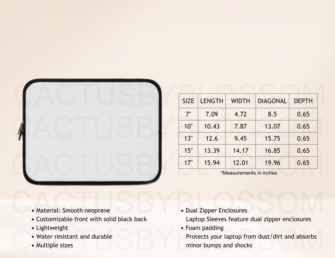 2 Size Chart All-over-prints Laptop Sleeve Mockup Chart Sleeve Sizing ...