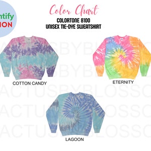 2 Color Chart Colortone 8100 Mockup Etsy Tool Unisex Tie Dye Sweatshirt ...