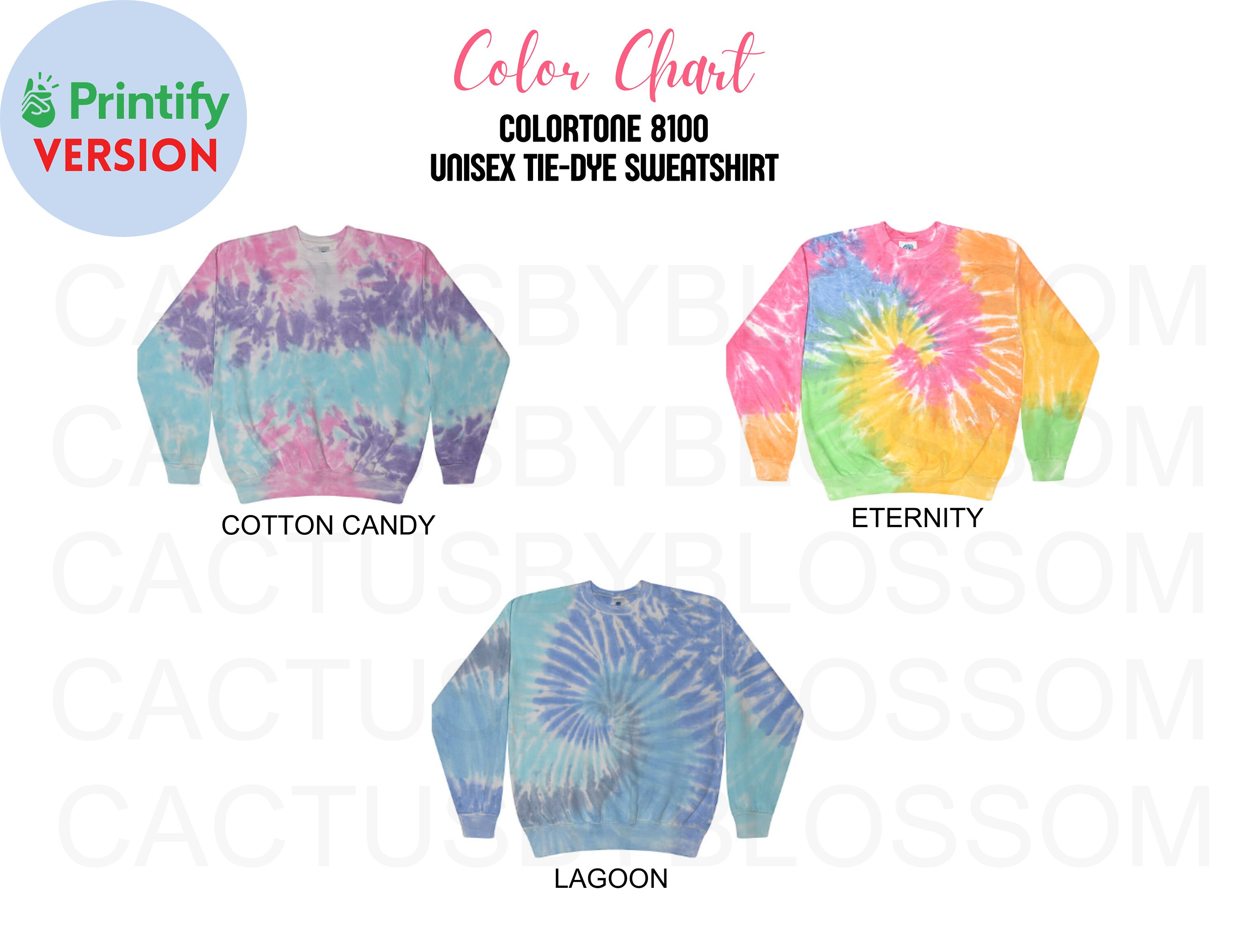 2 Color Chart Colortone 8100 Mockup Etsy Tool Unisex Tie Dye Sweatshirt ...