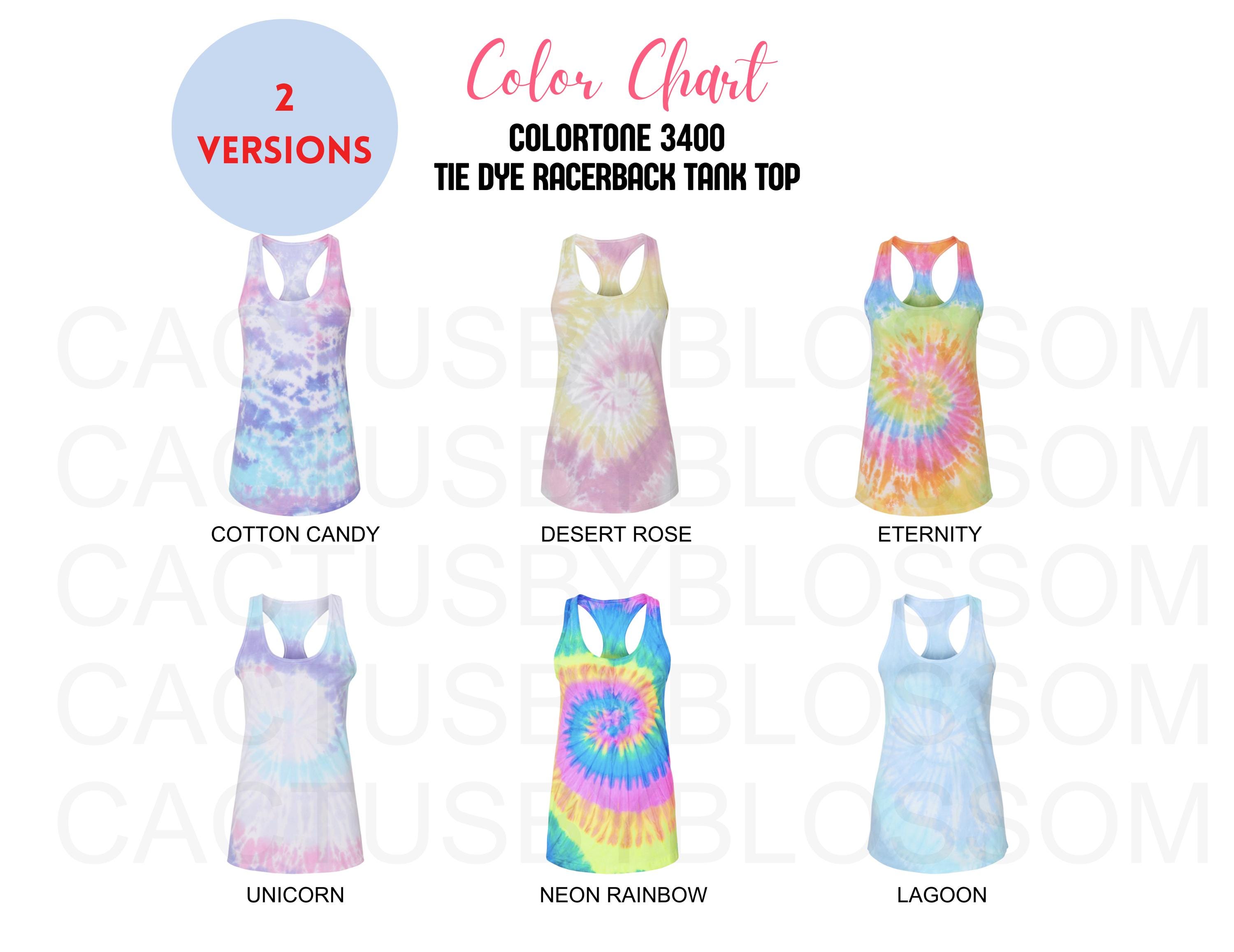 2 Color Chart Colortone 3400 Mockup Etsy Tool Tie-dye Racerback Tank ...