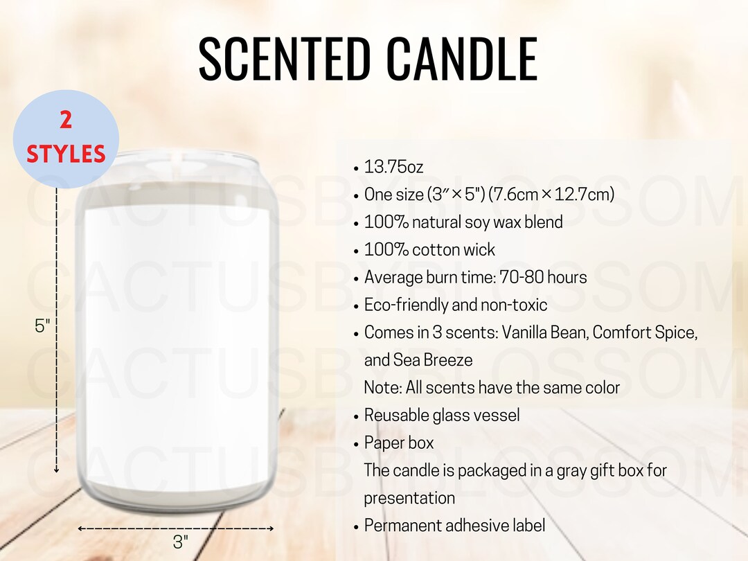 2 Size Chart Scented Candle Mockup Chart Jar Candle Sizing Chart Etsy ...