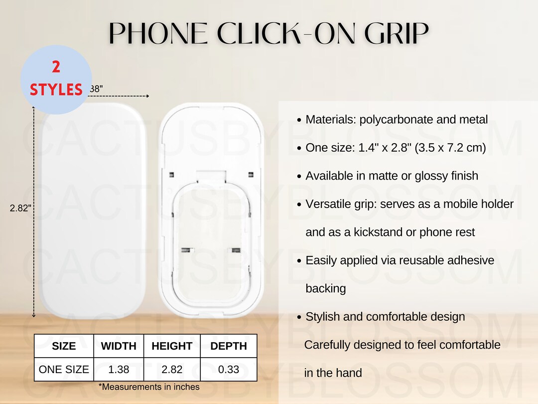 2 Size Chart Phone Click-on Grip Mockup Chart Sizing Chart Etsy Mockup ...