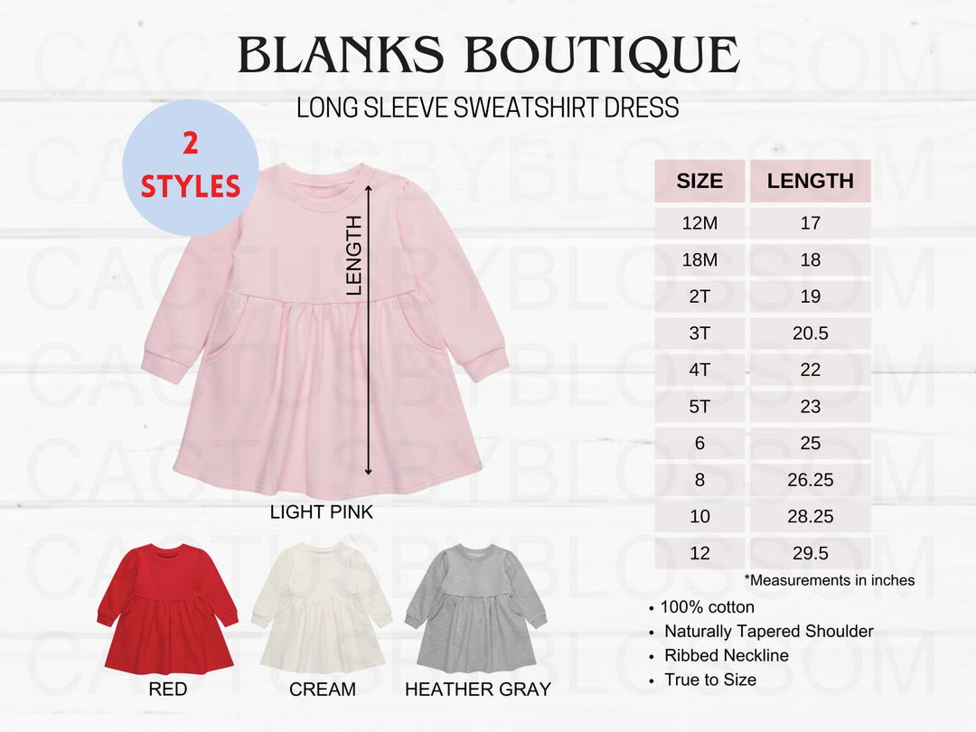 3 Size Chart Blanks Boutique Mockup Etsy Tool Long Sleeve Sweatshirt ...