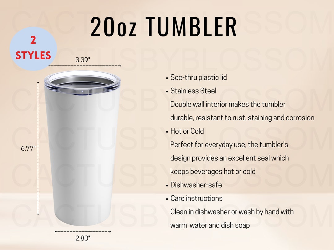 2 Size Chart 20oz Tumbler Mockup Chart Tumbler Sizing Chart Etsy ...