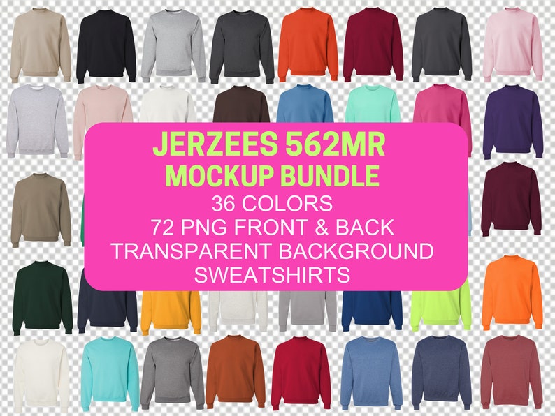 Color Chart DIY Chart Jerzees 562MR Mockup Etsy Tool Nublend Crewneck ...