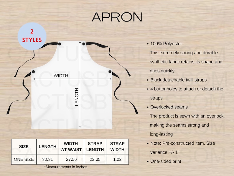 2 Size Chart Apron Mockup Chart AOP All Over Print Size Chart Etsy ...