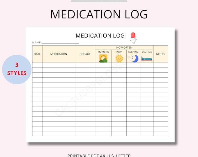 Medication PDF Printable - Etsy