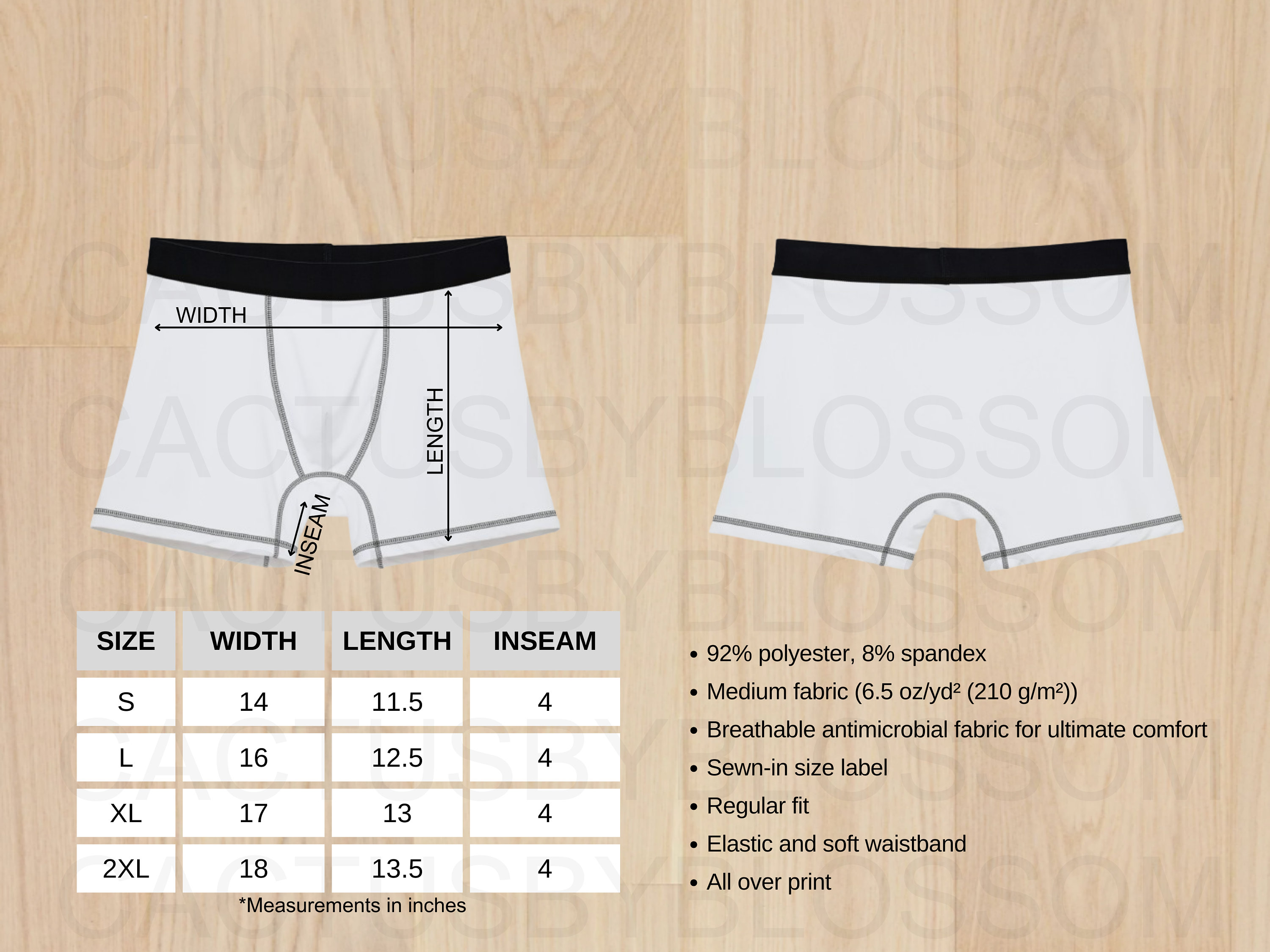 2 Size Chart Men's Boxers AOP Mockup Etsy Tool Sizing S-2XL All-over ...