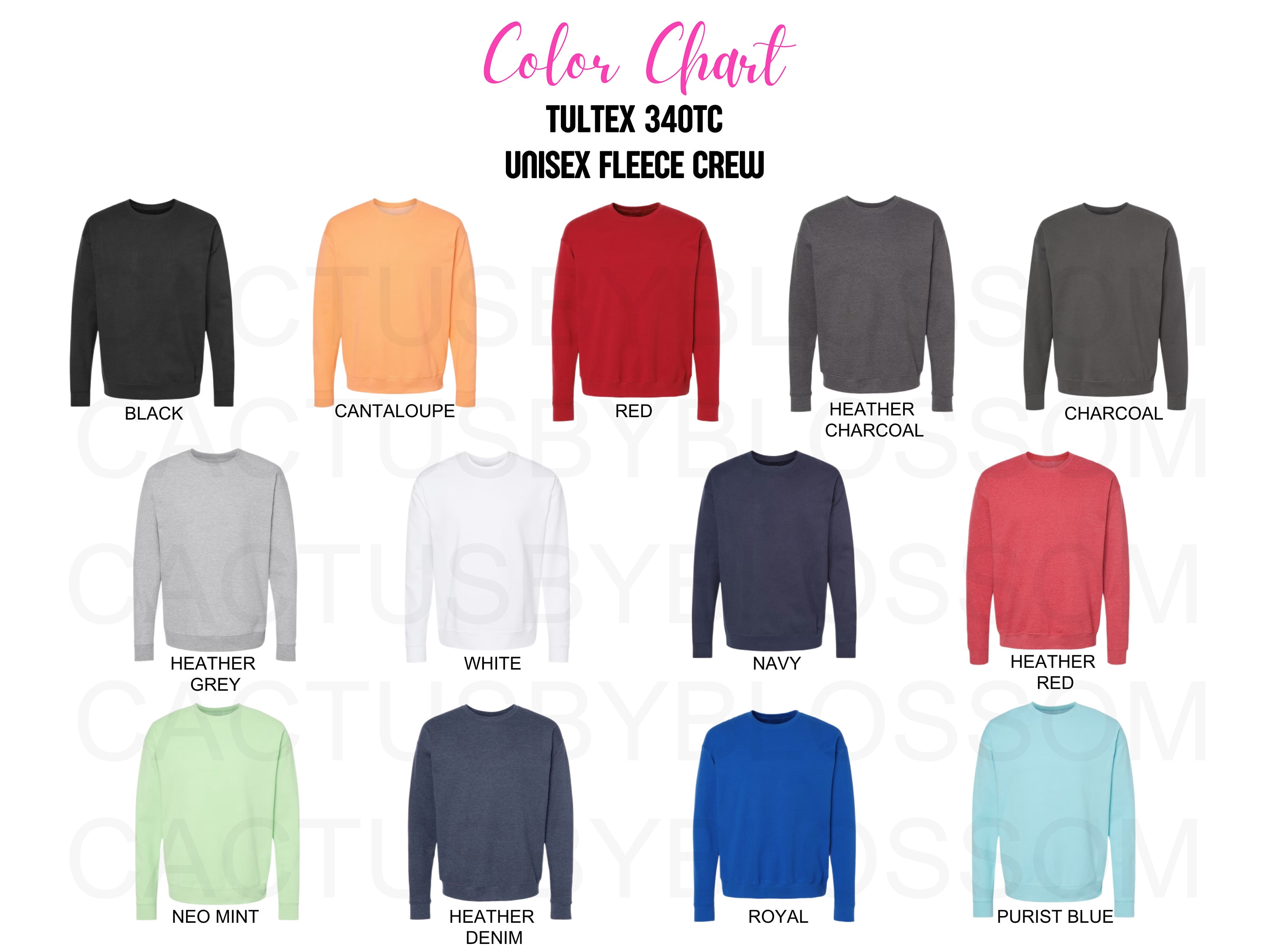 BUNDLE Size Chart Color Chart DIY Chart Tultex 340TC Mockup Unisex ...