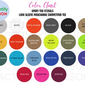 BUNDLE Size Chart Color Chart Sport-tek ST350LS Mockup Long Sleeve ...