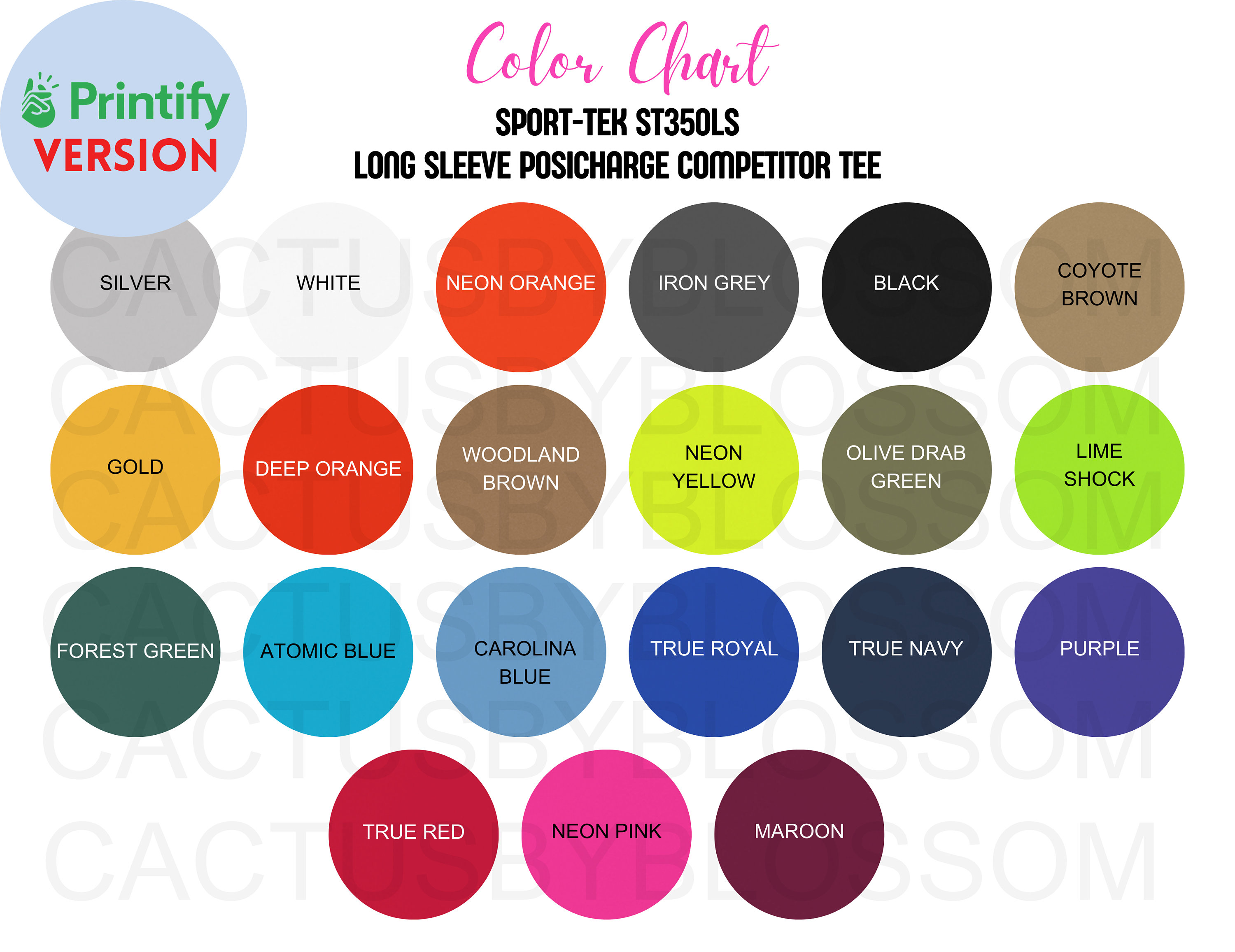 BUNDLE Size Chart Color Chart Sport-tek ST350LS Mockup Long Sleeve ...