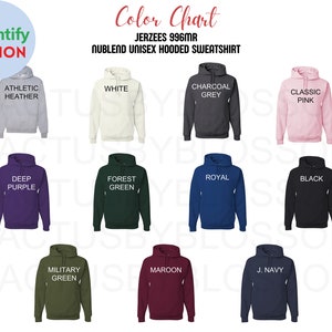 3 Color Chart Jerzees 996MR Mockup for Etsy Tool Nublend Hooded ...