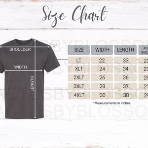 2 Size Chart Hanes 518T Mockup Chart for Beefy-t Tall T-shirt Sizing ...