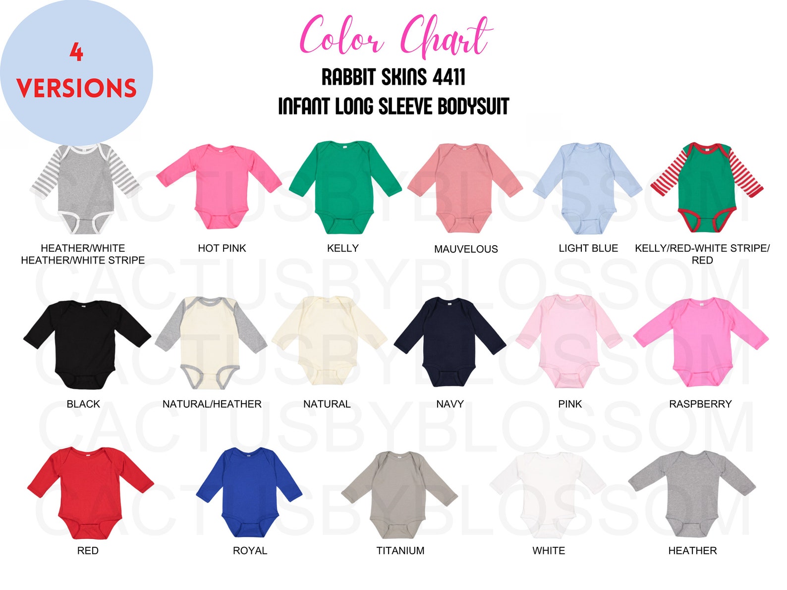 4 Color Chart Rabbit Skins 4411 Mockup Etsy Infant Bodysuit Baby Long ...