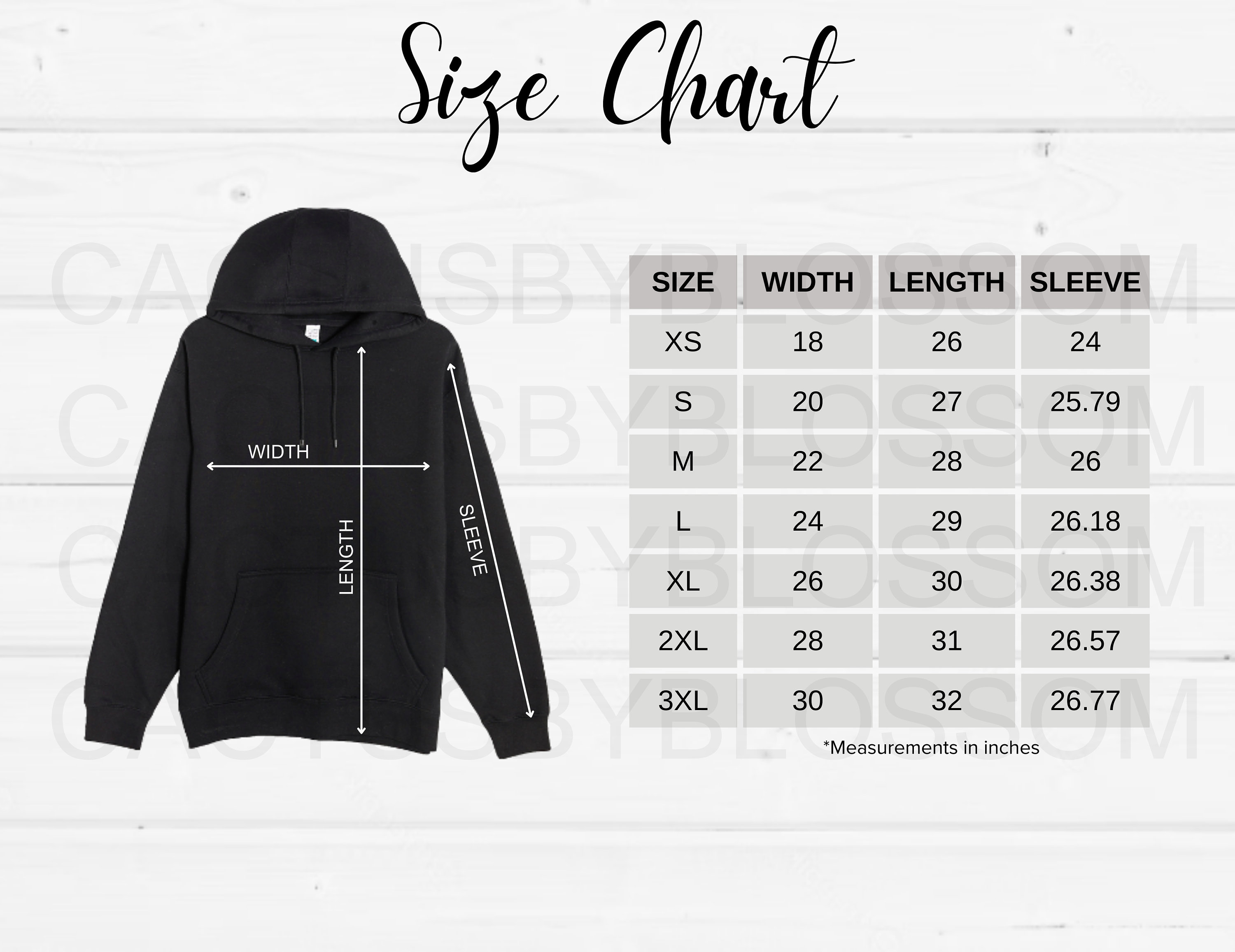 4 Size Chart Lane Seven LS14001 Mockup Chart Unisex Pullover Hoodie ...