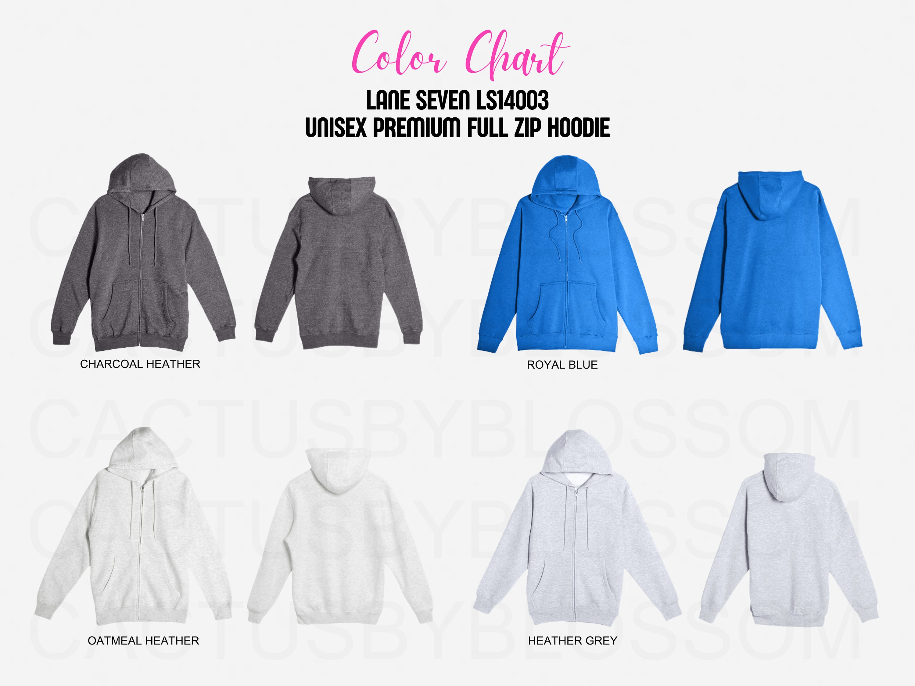 Color Chart Lane Seven LS14003 Front Back Unisex Premium Full Zip ...