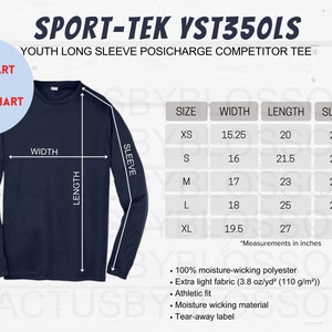 BUNDLE Size Chart Color Chart Sport-tek YST350LS Mockup Youth Long ...