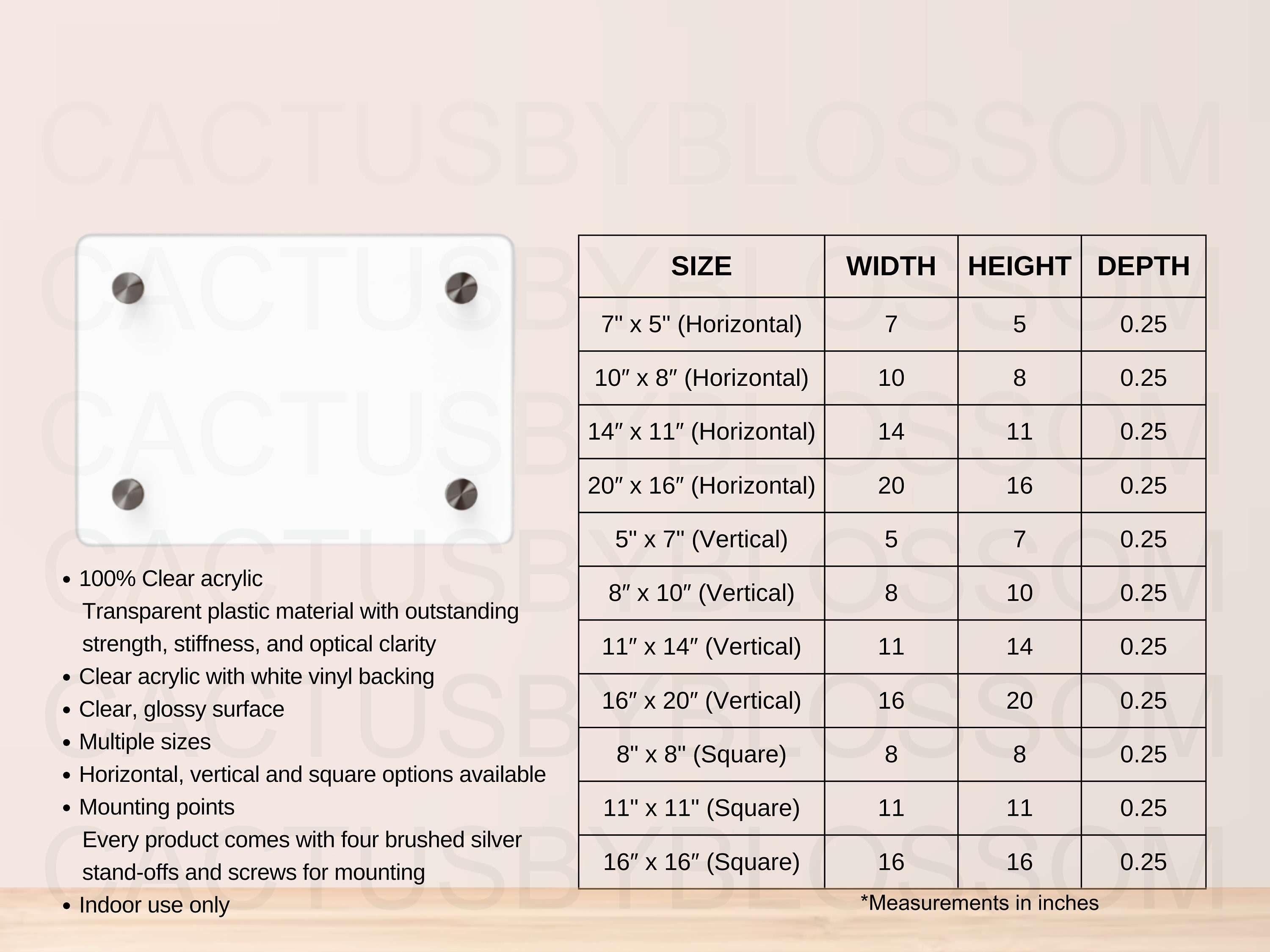 2 Size Chart Acrylic Wall Art Panels Mockup Chart AOP All Over Print Size Chart Etsy Mockup Etsy ...