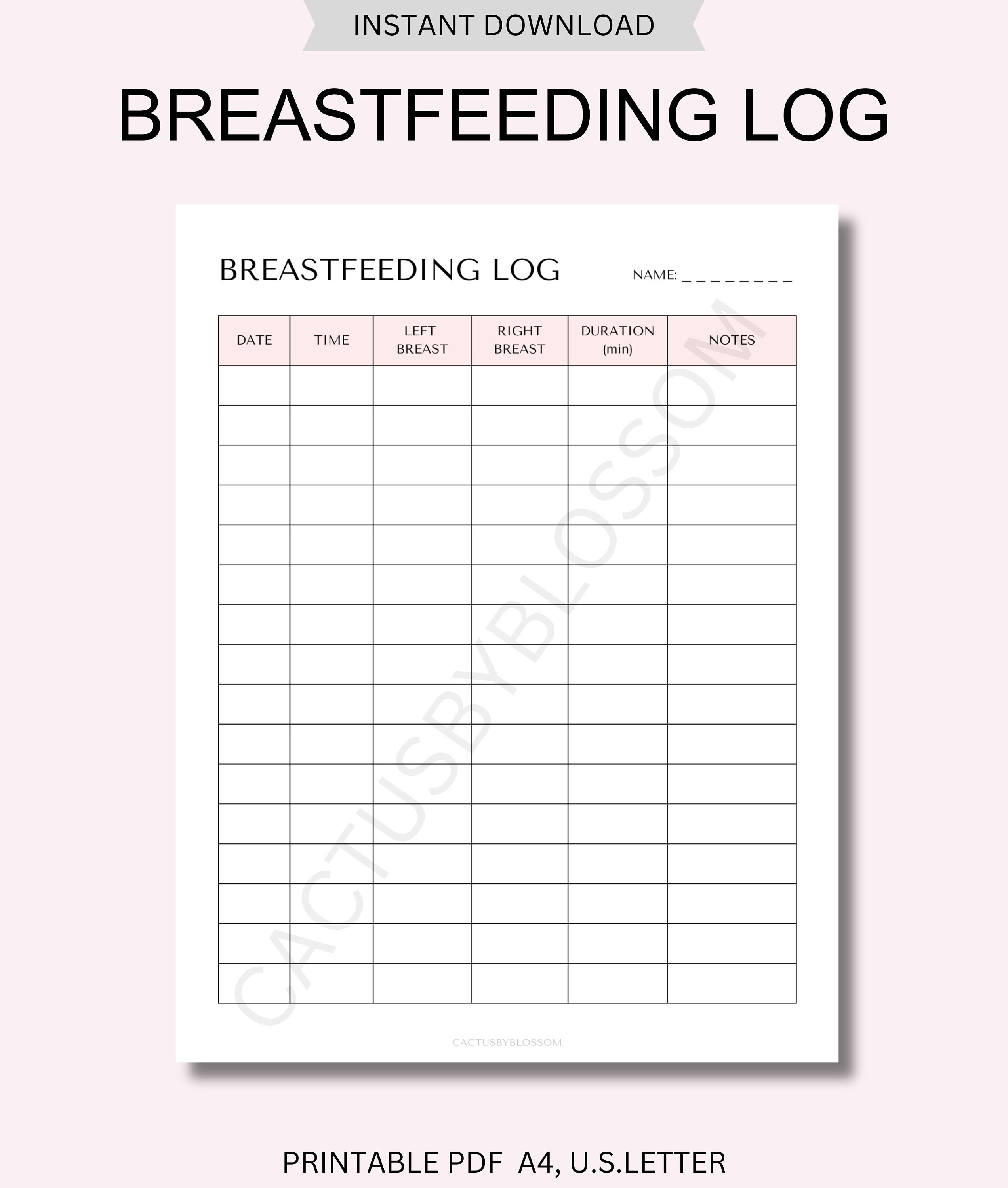 Baby Breast Milk Pumping Log Breastfeeding Diary Daily Log Tracker ...