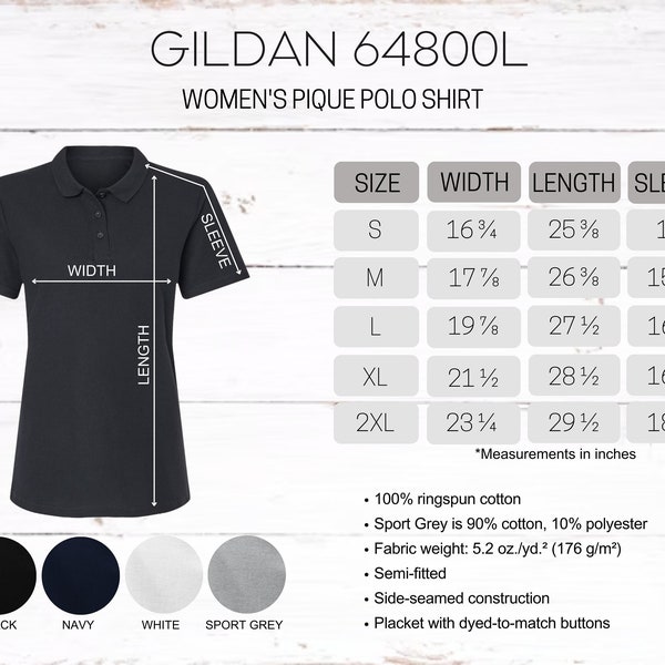 Gildan Polo Size Chart - Etsy