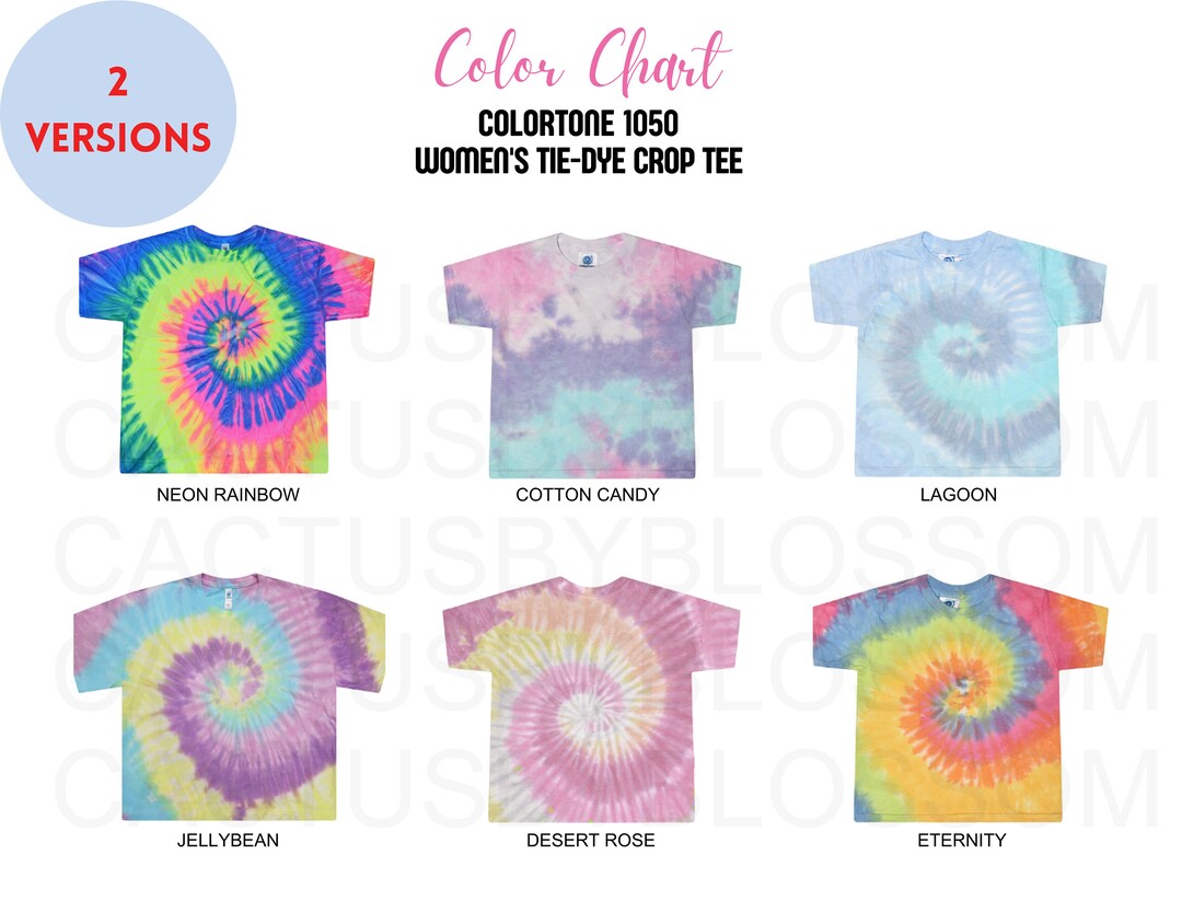 2 Color Chart Colortone 1050 Mockup Etsy Tool Women's Tie-dye Crop Tee ...