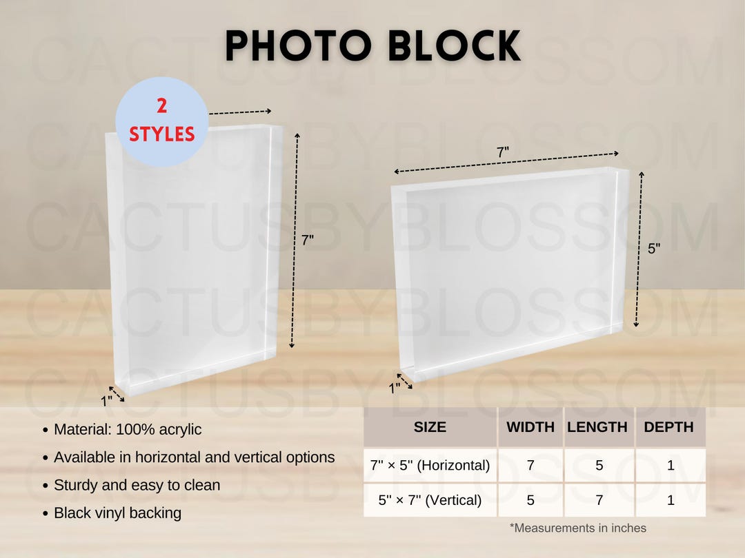 2 Size Chart Photo Block Mockup Chart Sizing Chart Etsy Listing Tool ...