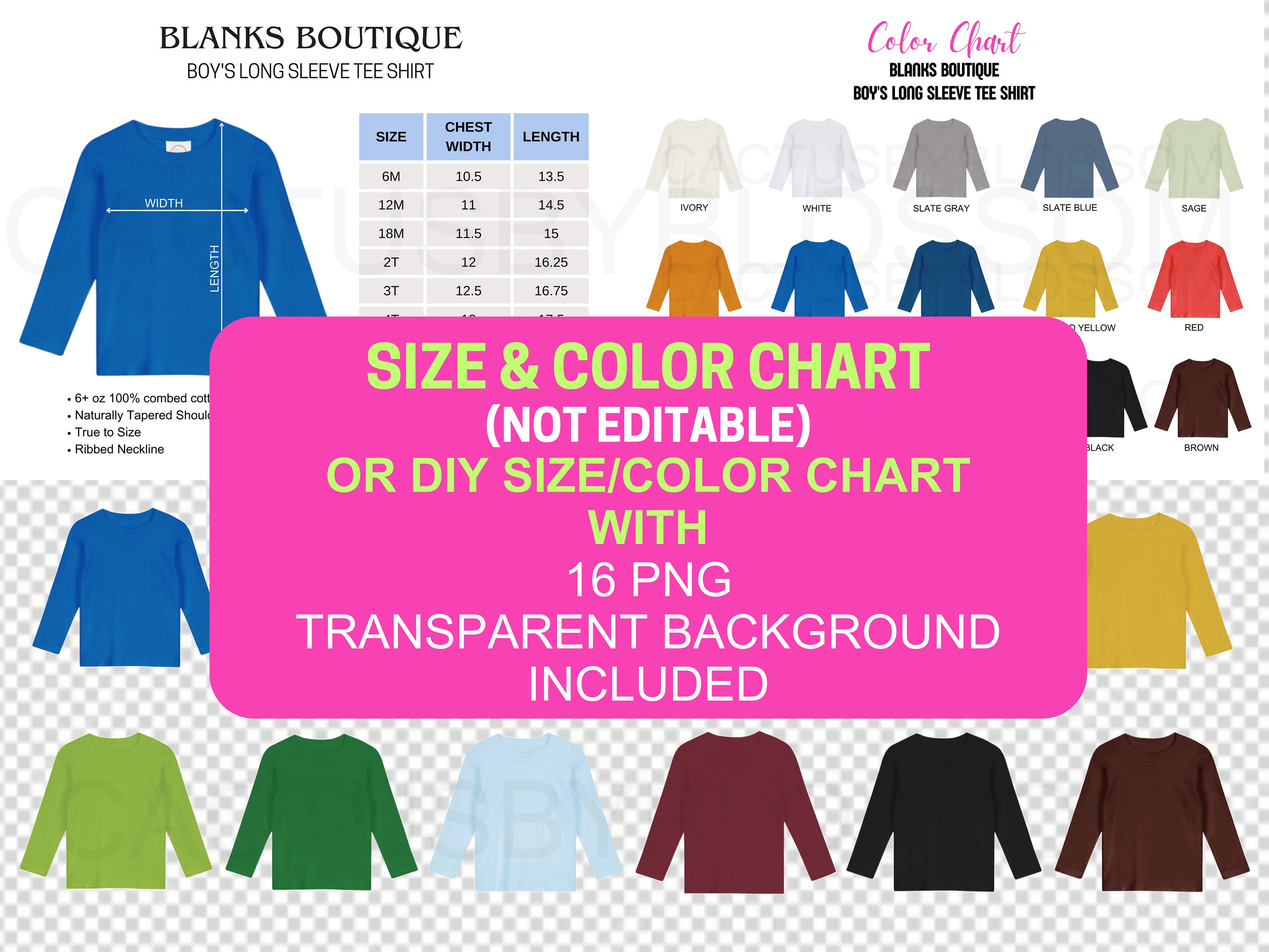 BUNDLE Size Chart Color Chart DIY Canva Blanks Boutique Mockup Etsy ...