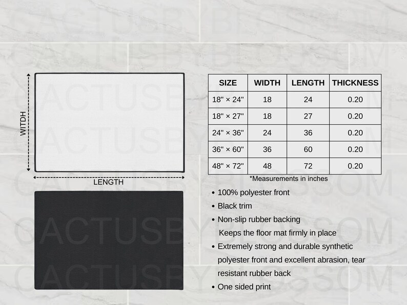 3 Size Chart Heavy Duty Floor Mat Mockup Sizing All-over-prints Etsy ...