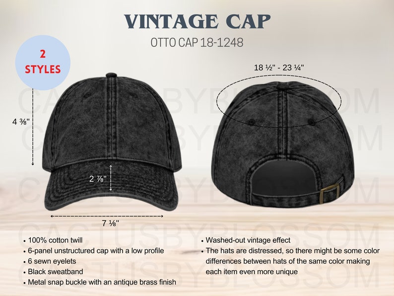 2 Size Chart Vintage Cap Otto Cap 18-1248 Mockup Size Chart Etsy Mock ...