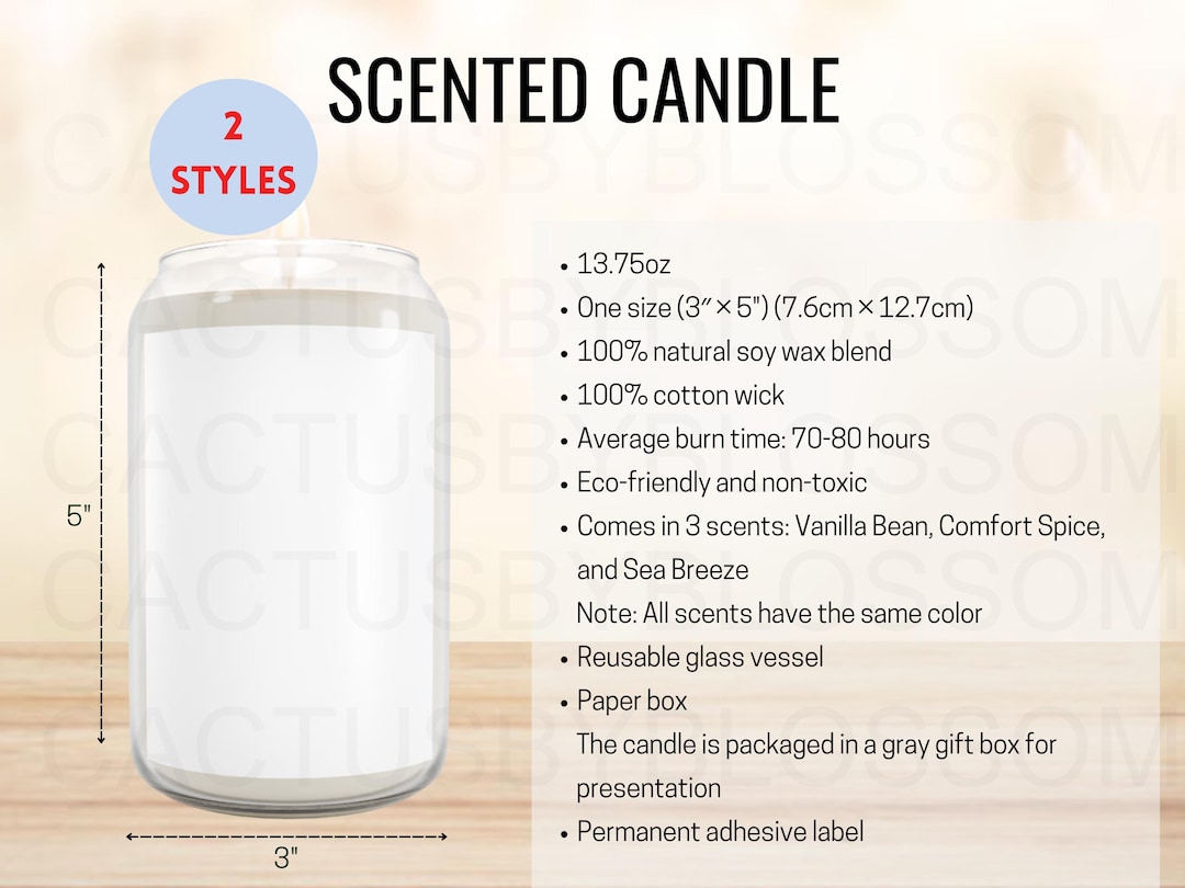 2 Size Chart Scented Candle Mockup Chart Jar Candle Sizing Chart Etsy ...