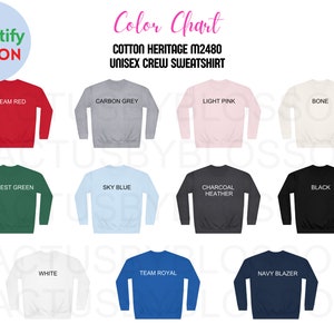 Color Chart Cotton Heritage M2480 Mockup Etsy Tool Unisex Crew ...