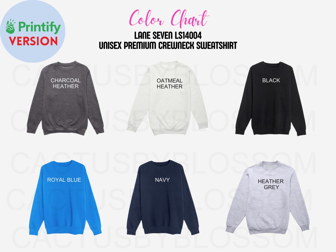3 Color Chart Lane Seven LS14004 Mockup Etsy Tool Unisex Premium ...