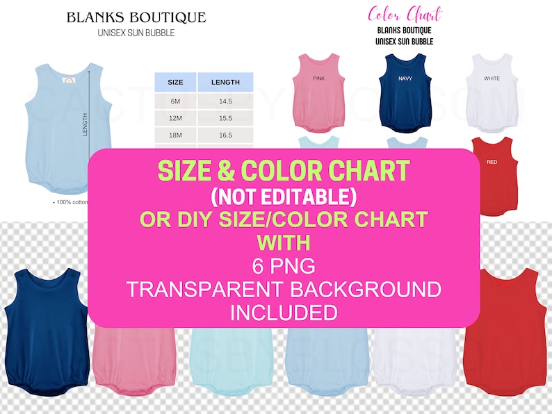 BUNDLE Size Chart Color Chart DIY Blanks Boutique Mockup Etsy Tool ...