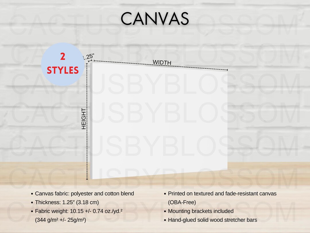 CUSTOM 2 Size Chart Canvas Stretched 1.25" Mockup Chart AOP All Over ...
