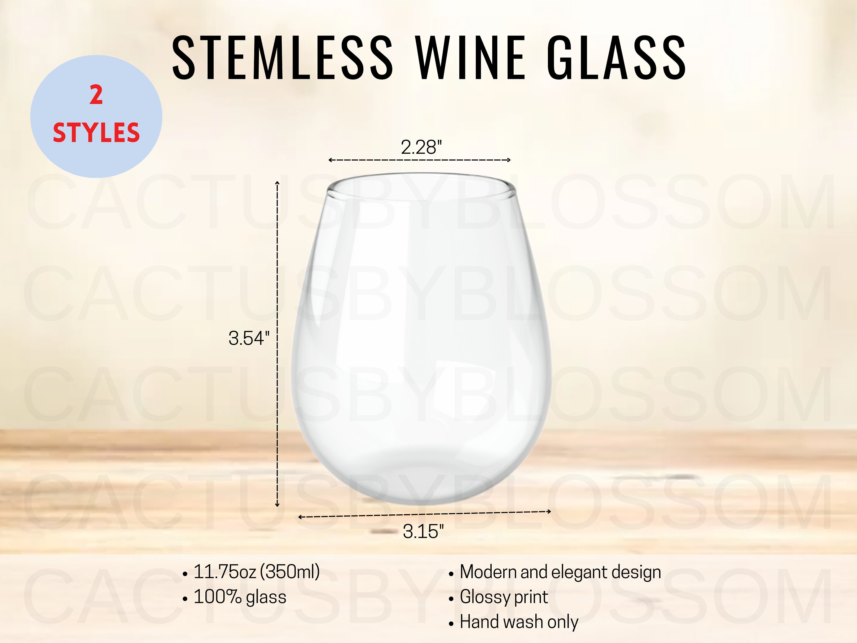 2 Size Chart 11.75 Oz Stemless Wine Glass Mockup Etsy Tool AOP Size ...