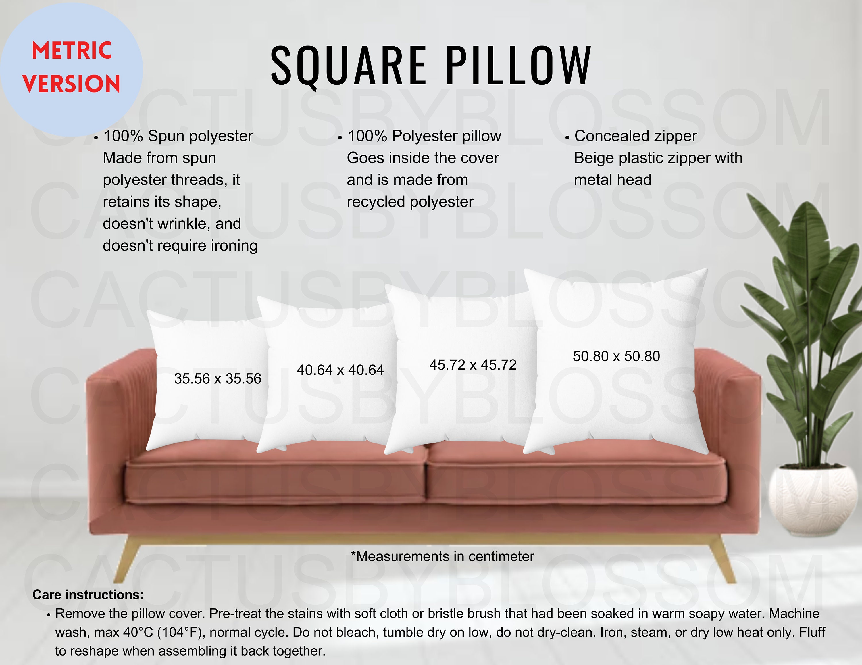 2 Size Chart Spun Polyester Square Pillow Mockup Chart Pillow Size ...