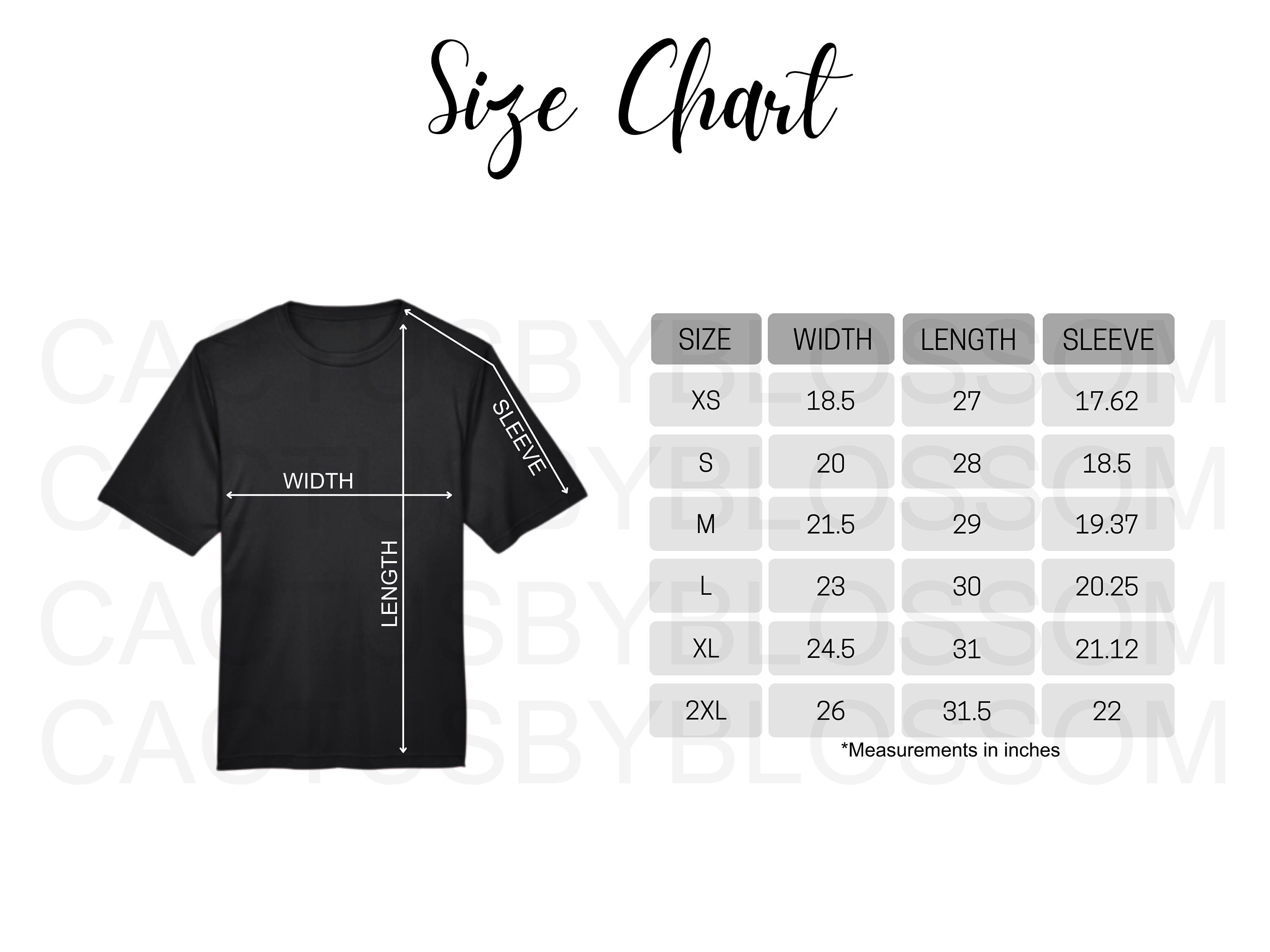 2 Size Chart Color Chart Team 365 TT11 Mockup Etsy Tools Unisex Zone ...