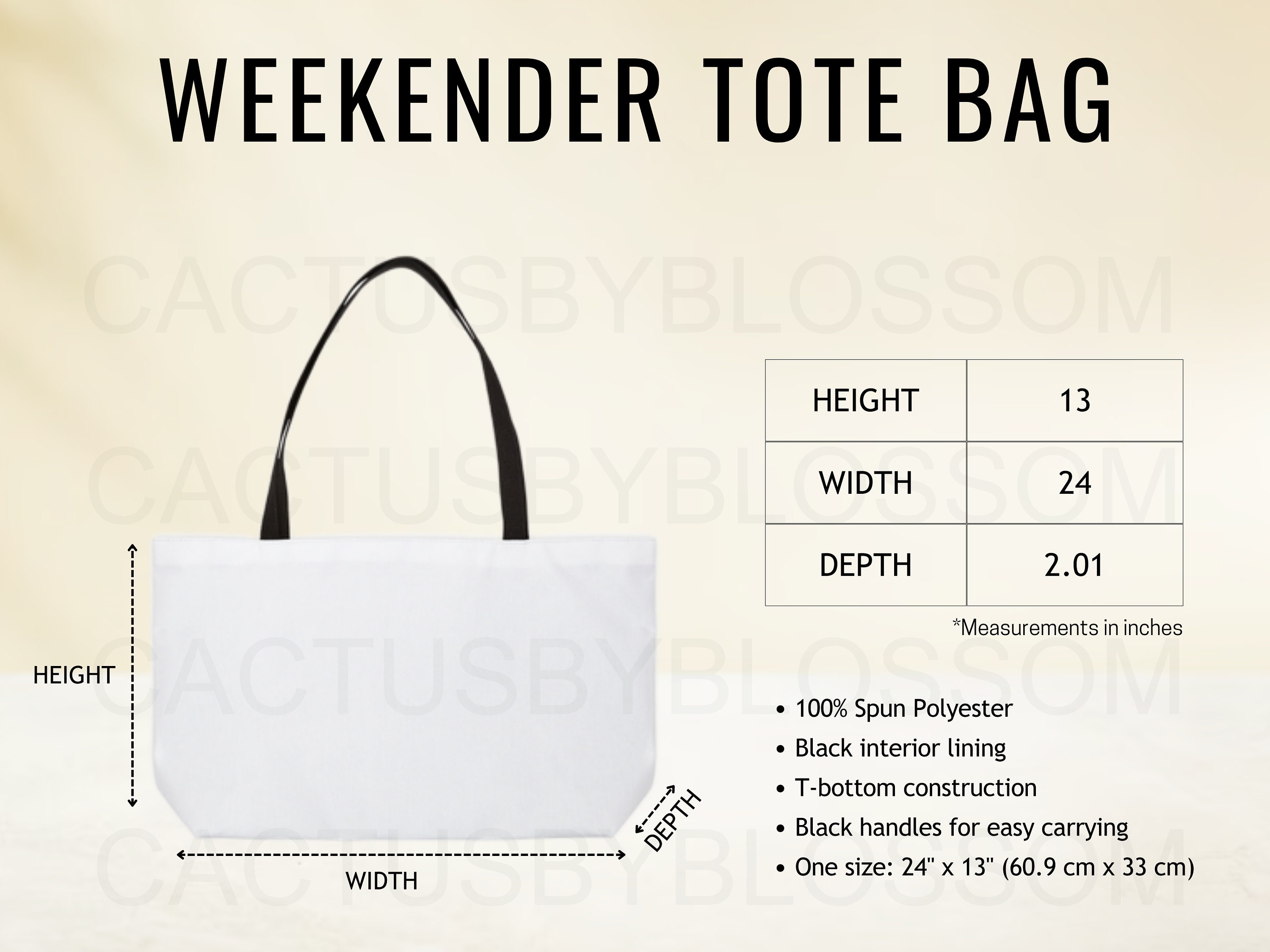 2 Size Chart Weekender Tote Bag Mockup Etsy Tool Polyester Tote Bag ...