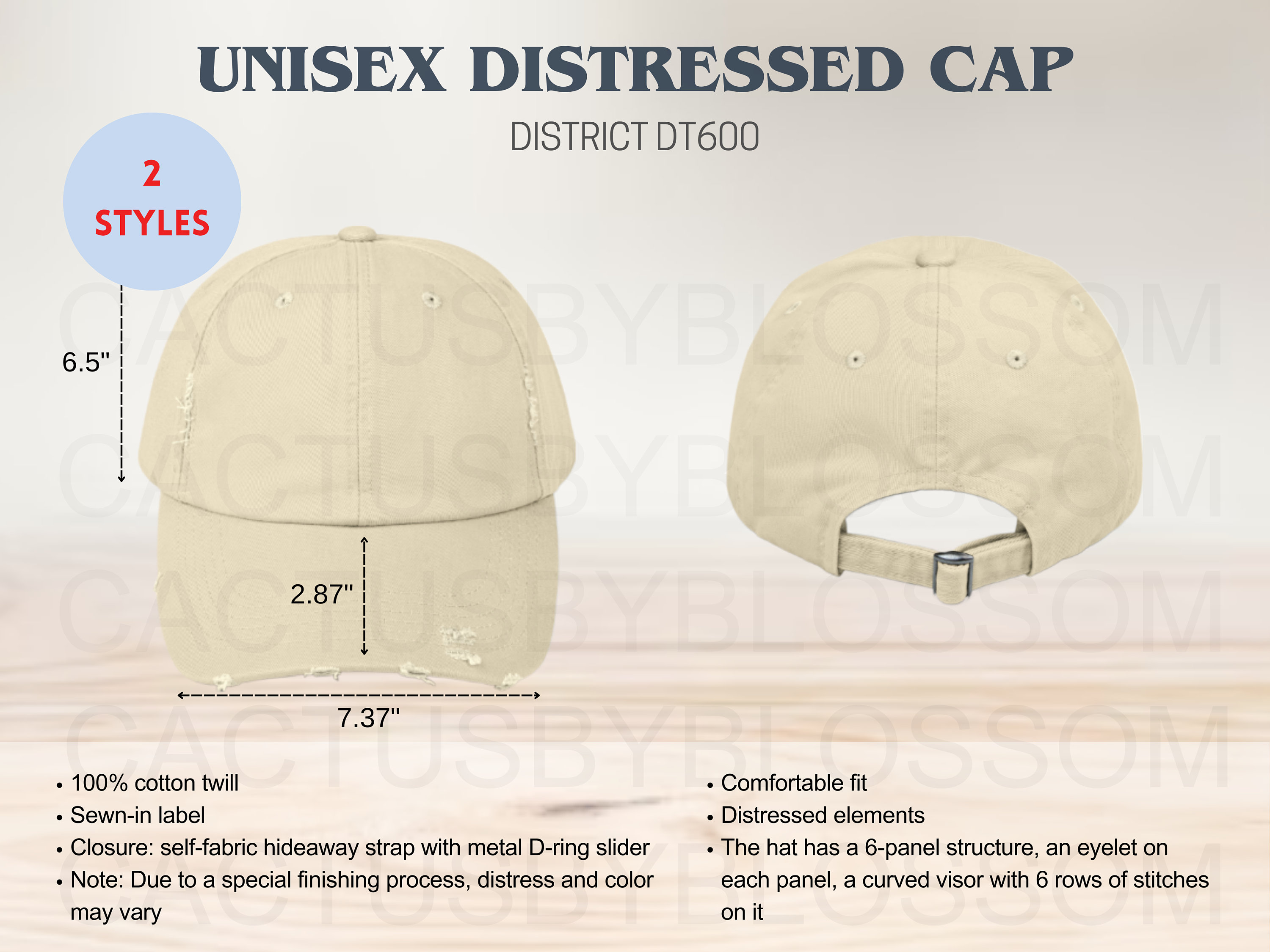 2 Size Chart Unisex Distressed Cap District DT600 Mockup Size Chart ...