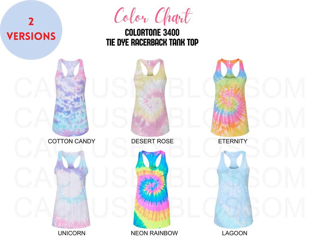 2 Color Chart Colortone 3400 Mockup Etsy Tool Tie-dye Racerback Tank ...