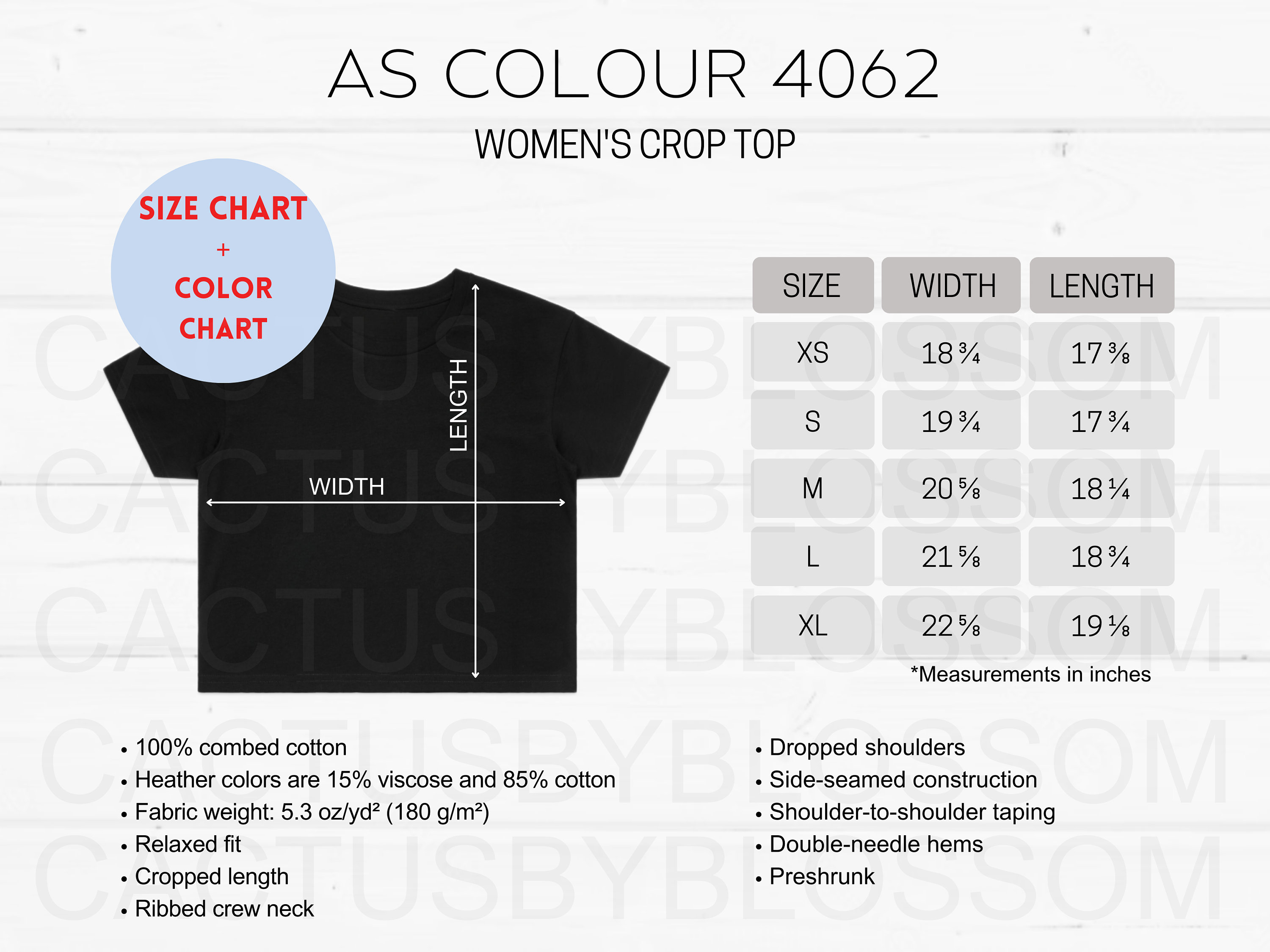 BUNDLE Size Chart Color Chart AS Colour 4062 Women's Crop Top Etsy ...