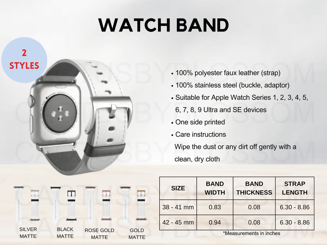 2 Size Chart Color Chart Watch Band All Over Print AOP Etsy Tool Size Chart Etsy Mock up ...