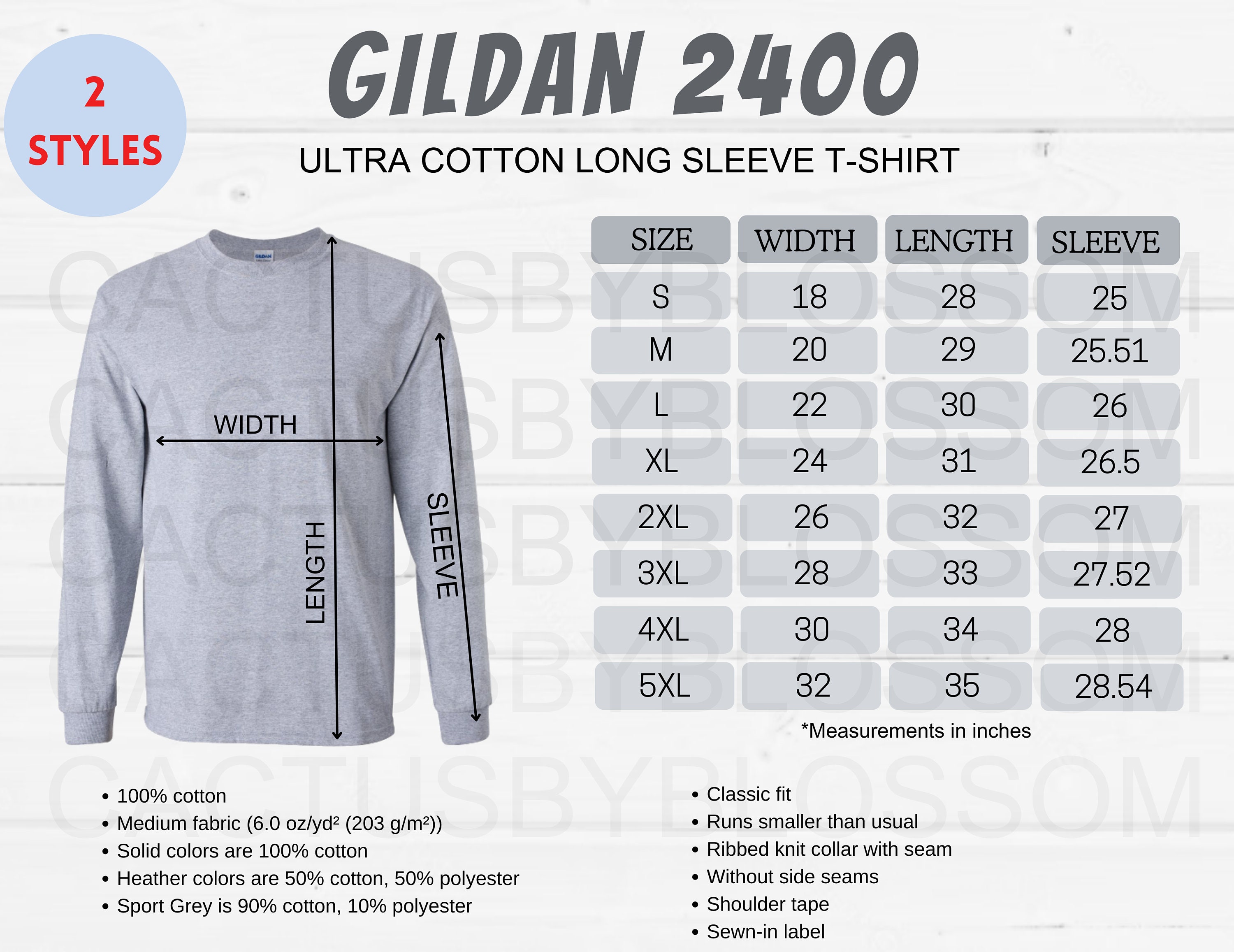 2 Size Chart Gildan 2400 Mockup Etsy Tool Ultra Cotton T-shirt Size ...