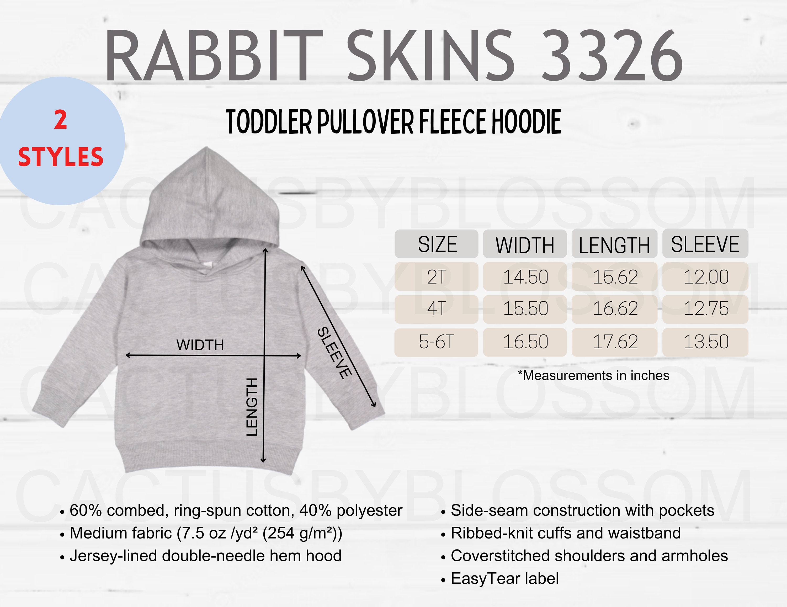 2 Size Chart Rabbit Skins 3326 Mockup Etsy Tool Pullover Fleece Hoodie ...